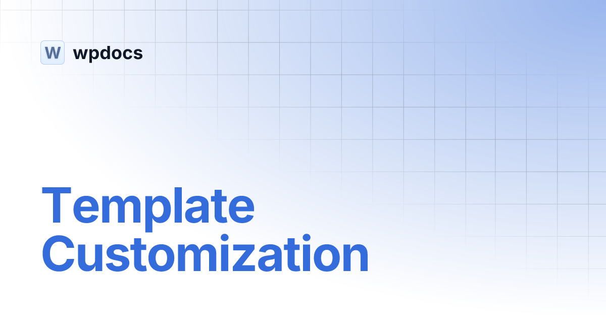 Template Customization | wpdocs